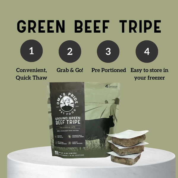 Oma's Pride Ground Green Beef Tripe 3 lb. bag (8oz Portion Packs ...